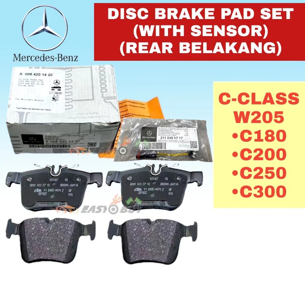 ORIGINAL MERCEDES DISC BRAKE PAD SET + SENSOR (REAR BELAKANG) MERC C ...