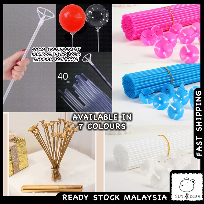 40CM Transparent Bobo Balloon Stick with Holder Rod Cup Balloons Party ...