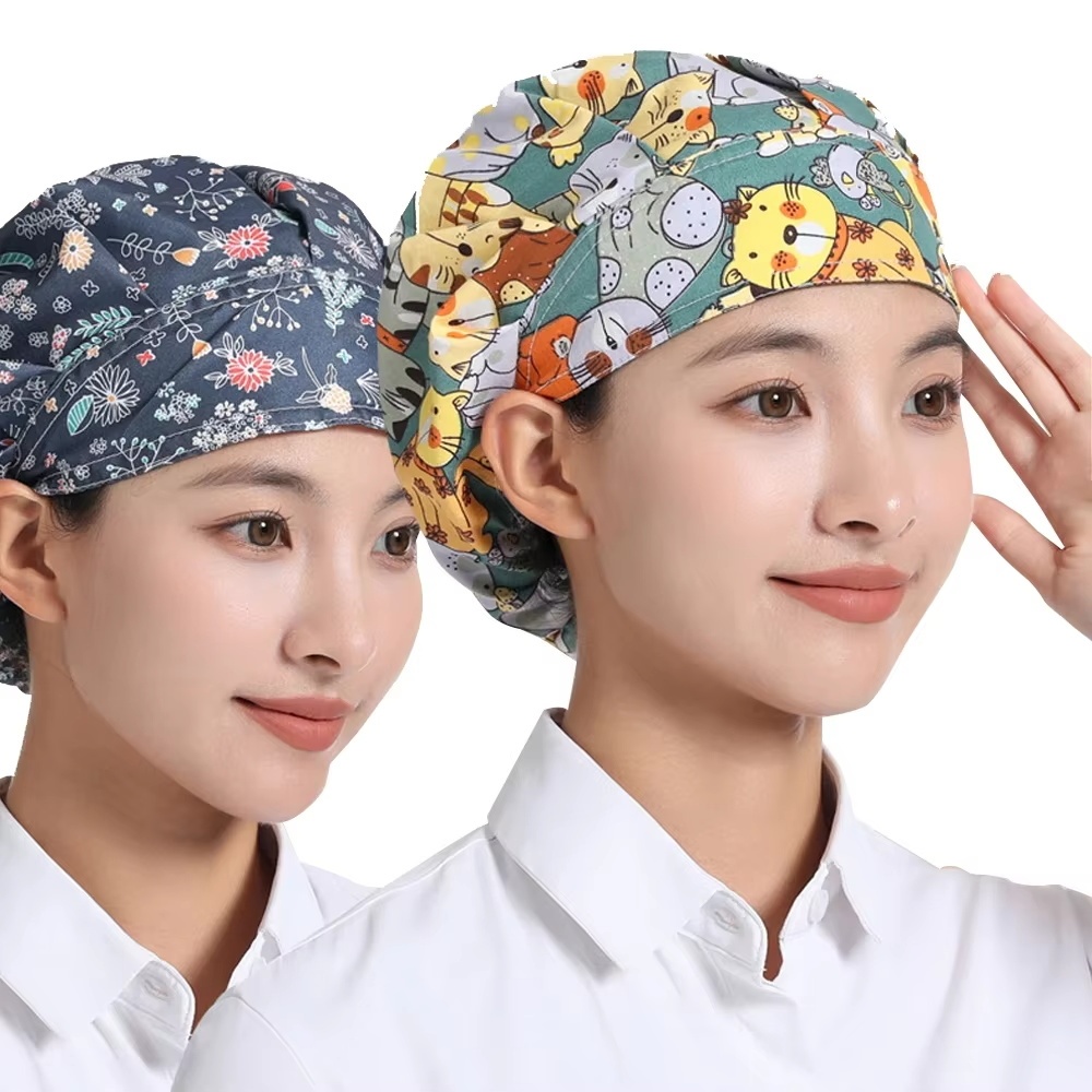 5pcs Hat Long Hair Cordlock Nursing Scrub Caps for Women and Men 100% ...
