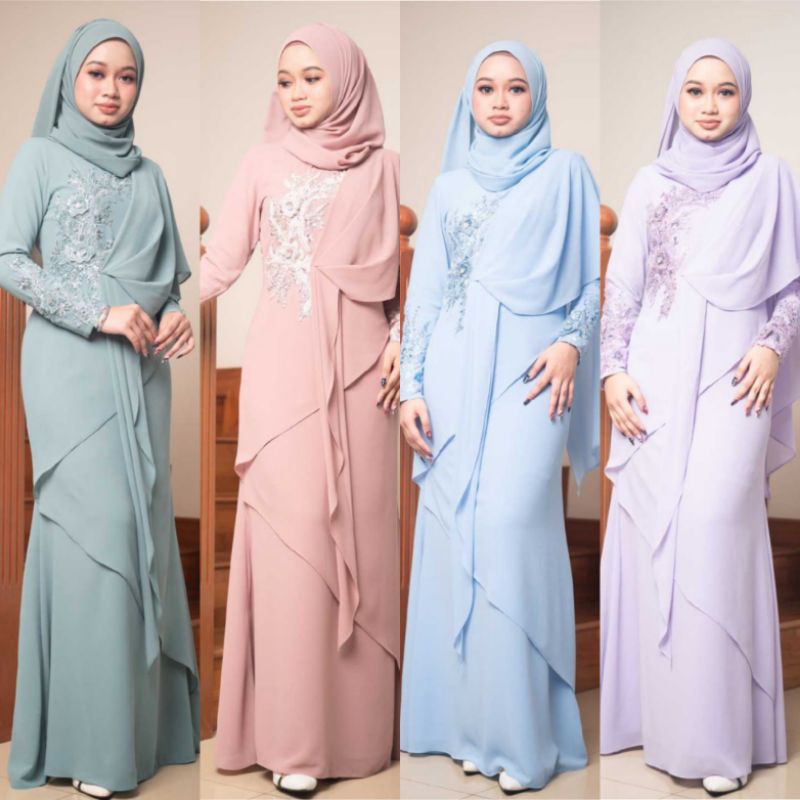 (BACA T&C) KURUNG DRESS HANNAH PRO NUDE PEACH MINT GREEN WHITE BABY ...