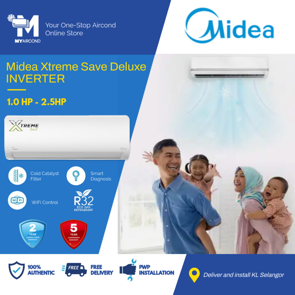 [FREE SHIPPING KL & SELANGOR ] Midea Air Conditioner 1HP 1.5HP 2HP 2.5HP Xtreme Save Deluxe ...