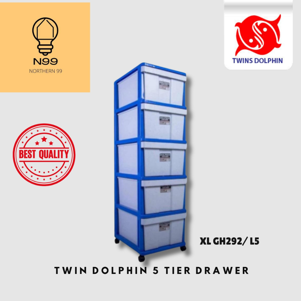 5 Tier Plastic Drawer Twin Dolphin GH Series CABINET STORAGE DRAWER ...