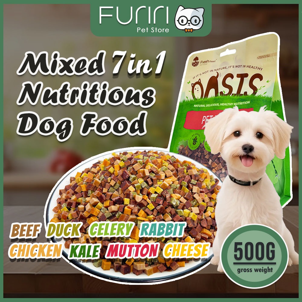 Furiri 500g Mixed Dog Food 7in1 Meat Cheese Cubes Grain Chicken Beef ...