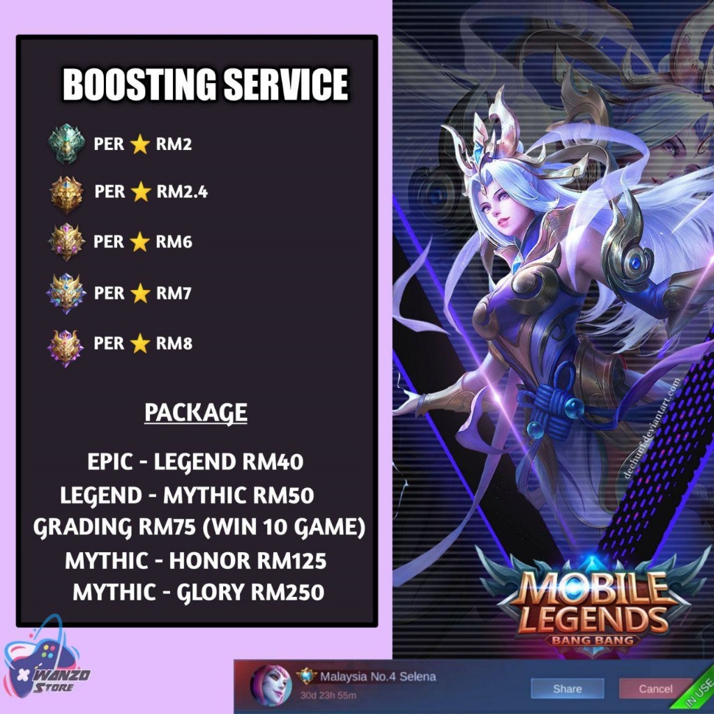 MLBB Boosting Service/ML joki/ML Rank Pilot services | Shopee Malaysia