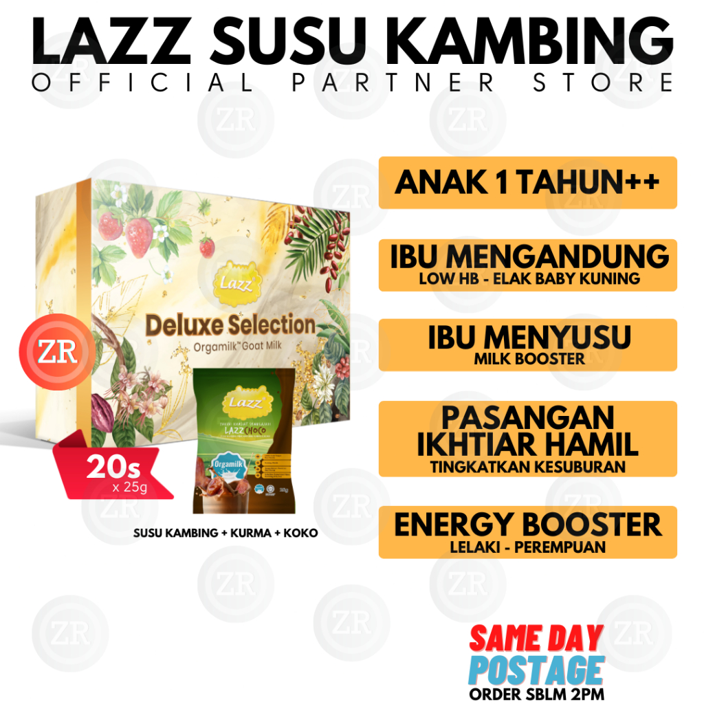 ZR LAZZ Susu Kambing Choco Lazzchoco Original HQ 20 Sachet (Deluxe Selection) | Shopee Malaysia
