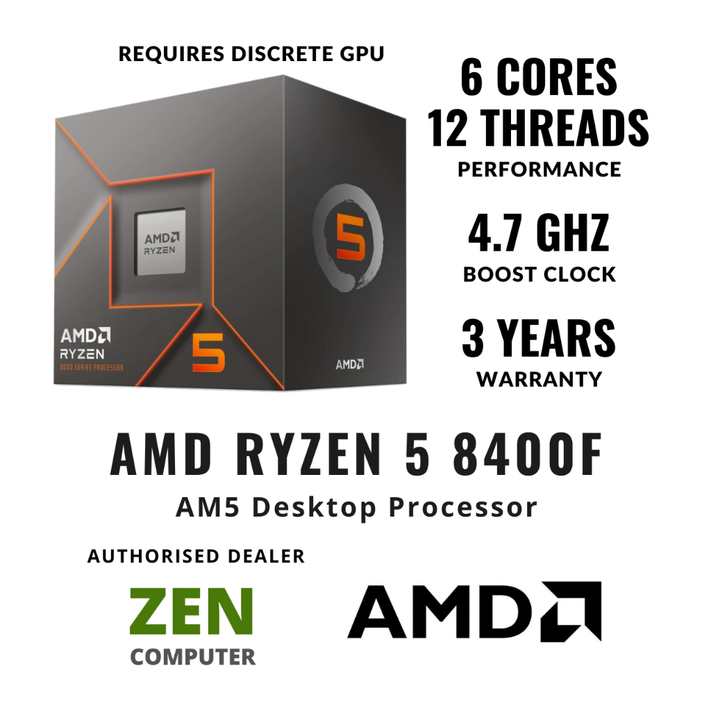 # AMD™️ Ryzen 5 8400F (6 Cores / 12 Threads) AM5 Desktop Processor # | Shopee Malaysia