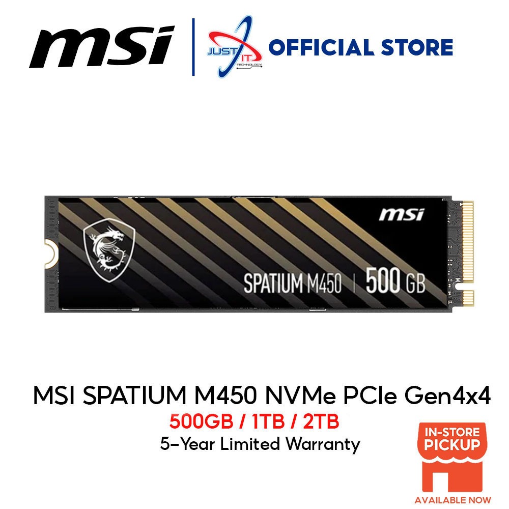 MSI SPATIUM M450 V1 PCIe 4.0 NVMe M.2 SSD / STORAGE- ( 500GB / 1TB ...