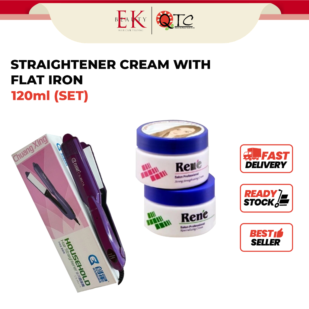 Rene Hair Straightener Cream With Flat Iron Combo Set (120ml) | Shopee ...