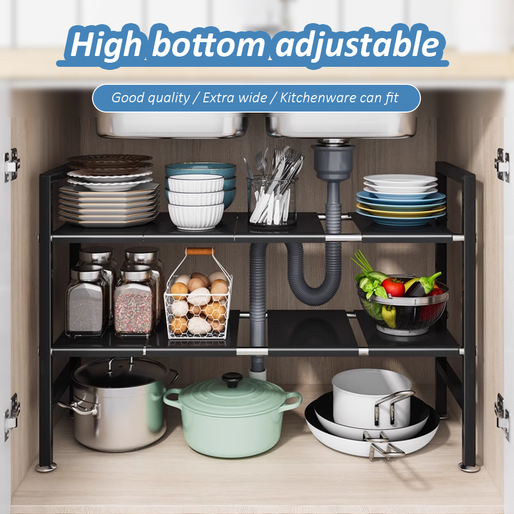 Expandable Under Sink Organizer Rack Kitchen Storage Shelf Rak ...