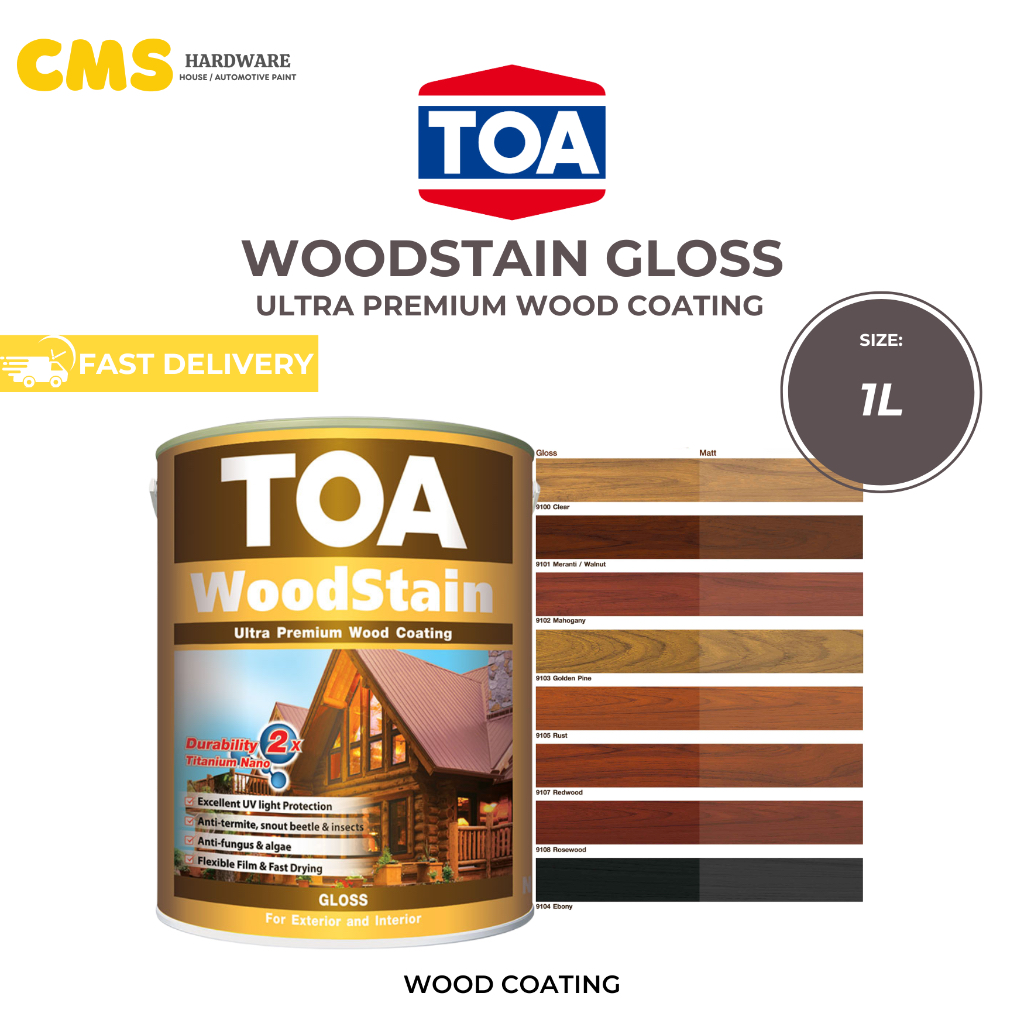TOA WoodStain Interior & Exterior Wood Gloss Paint Water Resistance Cat ...