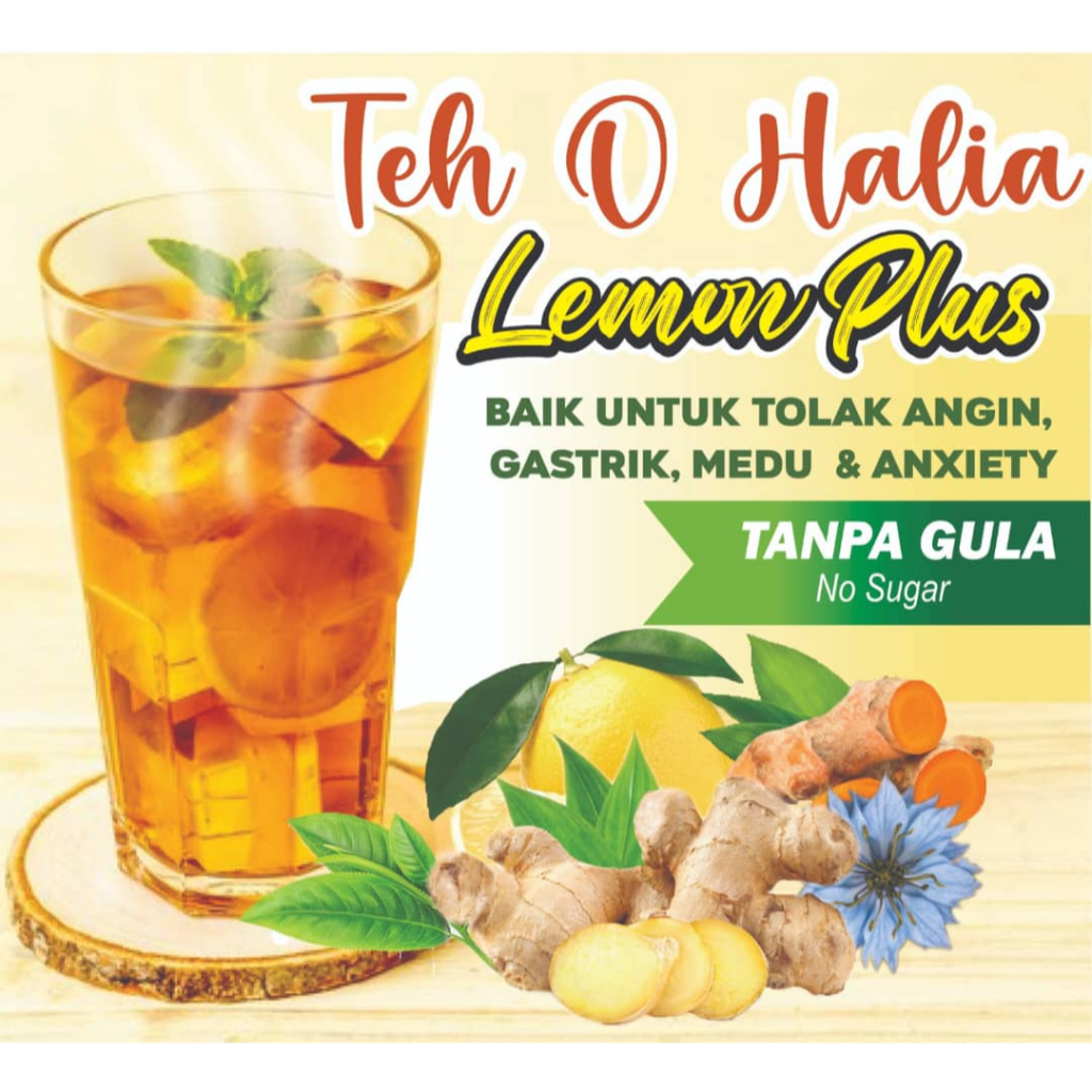 Teh O Halia Lemon Tolak Angin Anxiety Gastrik Gerd 25g (1 Sachet ...