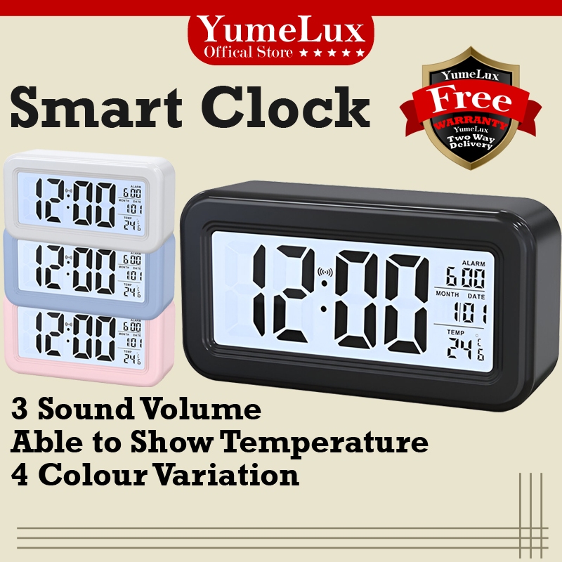 YumeLux LED Alarm Clock Digital Table Aesthetic Calendar Night Light /Jam Digital Meja Murah 夜灯 ...