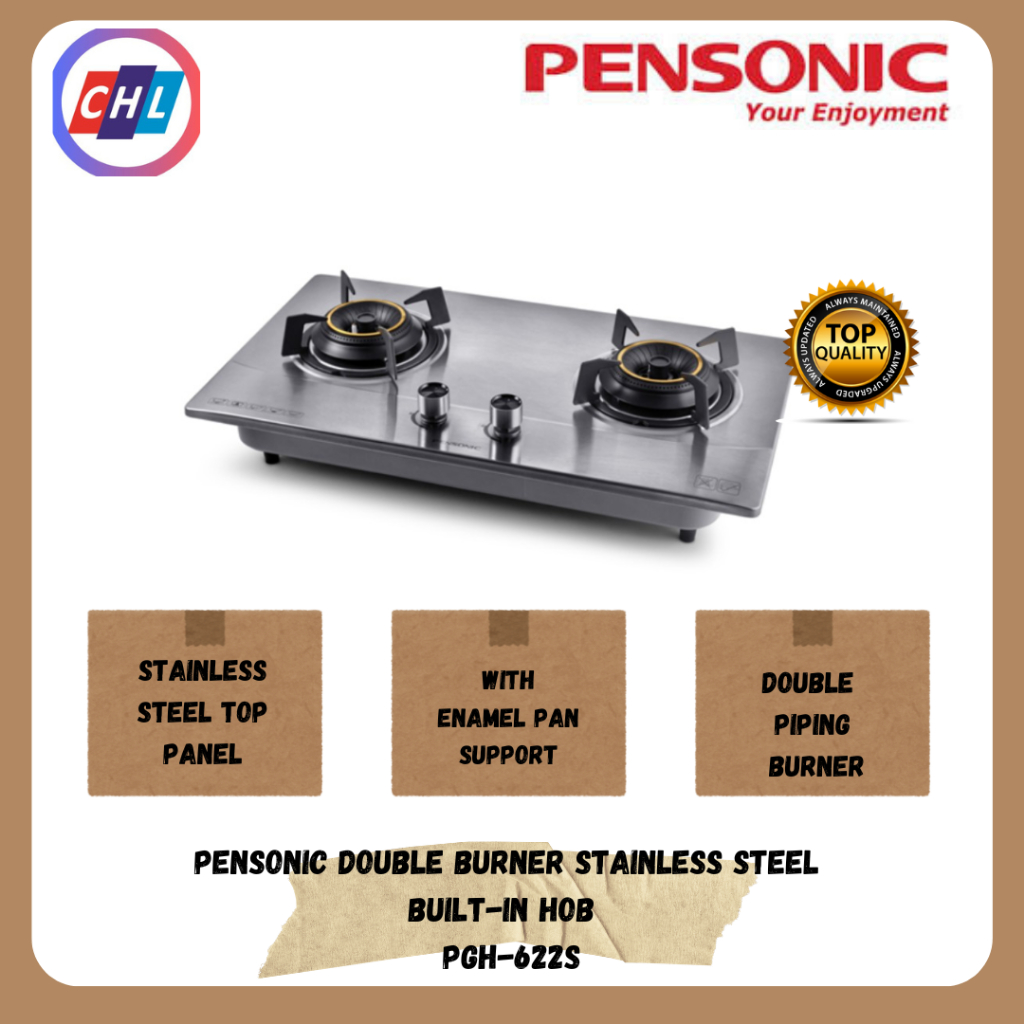 Pensonic (Ready Stock) Double Burner Stainless Steel Built-in Hob PGH ...