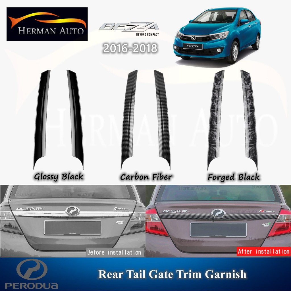 HermanAuto Perodua Old Bezza 2016-2018 Car Rear Tail Gate Trim Garnish ...
