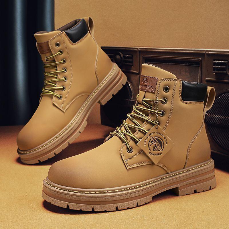 【Free Socks】 Fashion Thick British Style Classic Boots for Men Soft ...