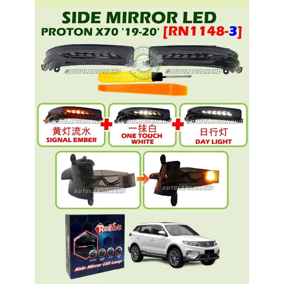 Proton X70 Redant Side Mirror LED Turn Signal Running Light SMOKE ...