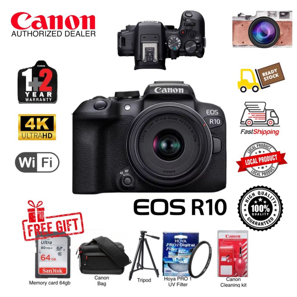 Canon EOS R10 Mirrorless Camera with 18-45mm Lens 24.2MP APS-C CMOS Sensor ( 3 Year Warranty ...