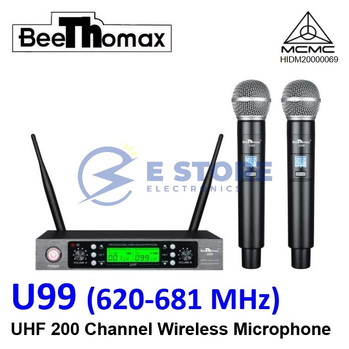 BeeThomax U99 UHF 200 Channe Wireless Microphone (MCMC Certified ...