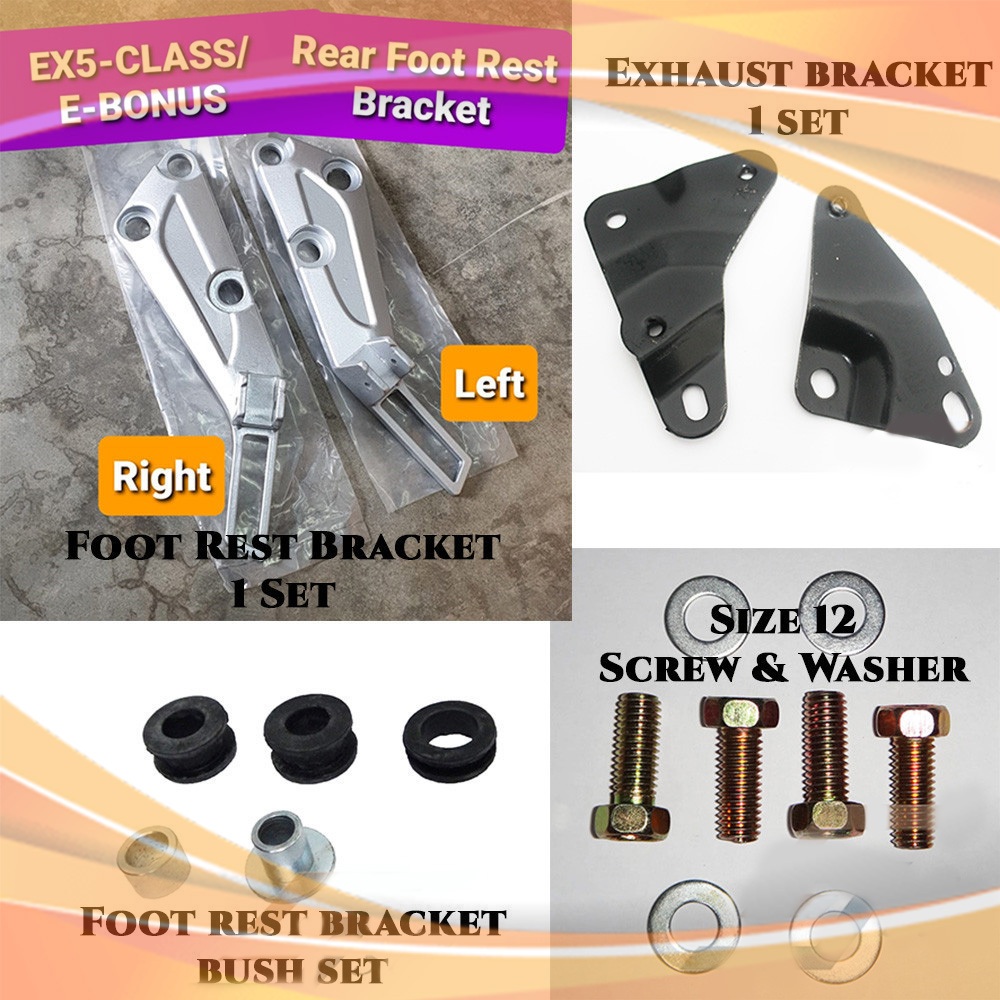 E-Bonus/Ex5 Class Foot Rest Bracket with Screw & Bush & Exhaust Bracket ...