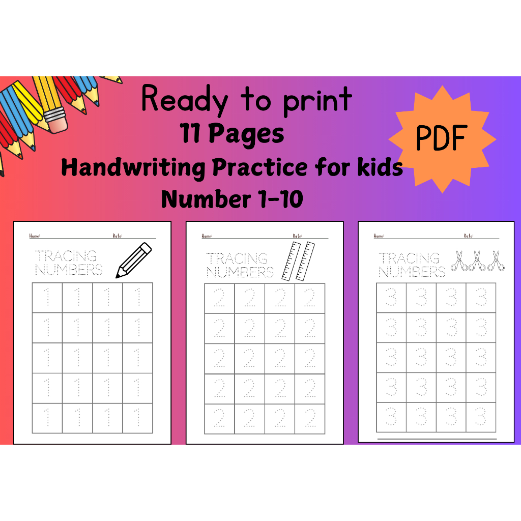 PDF | Handwriting practice for kids | latih tubi belajar menulis nombor ...