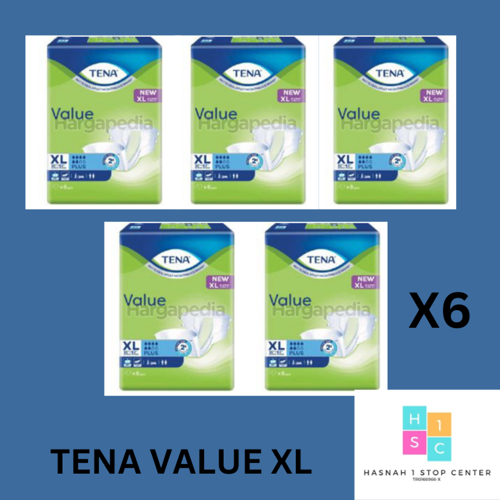 Tena Value Adult Tape Diapers - Size XL(6bag x8pcs) + FREE UNDERPAD | Shopee Malaysia