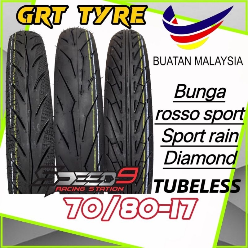 tayar motor GRT 70/80-17 bunga diamond sport rain rosso sport | Shopee ...