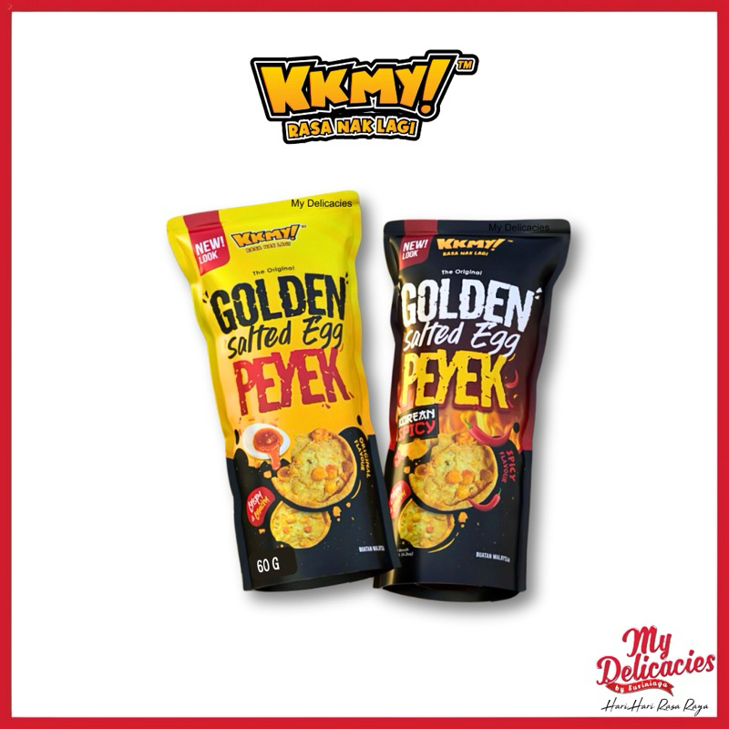 KKMY Golden Salted Egg Peyek Original & Korean Spicy Rempeyek 60gm ...