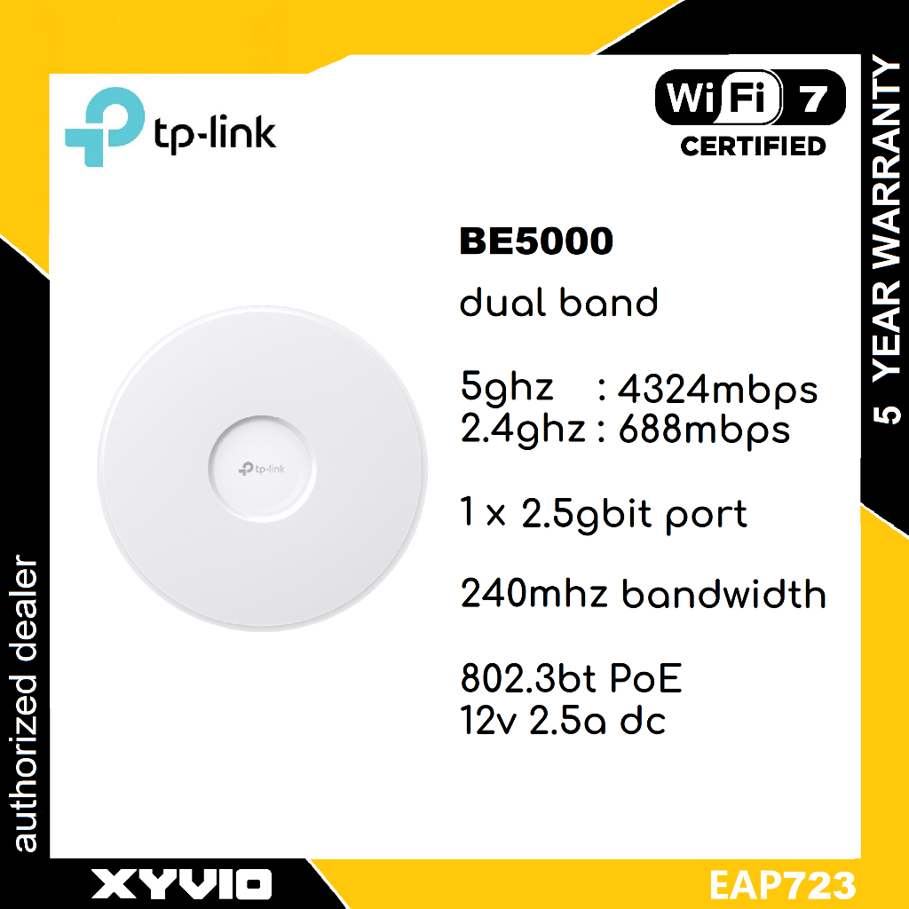TP-LINK EAP723 BE5000 Dual-Band Ceiling Mount Wi-Fi 7 Access Point ...