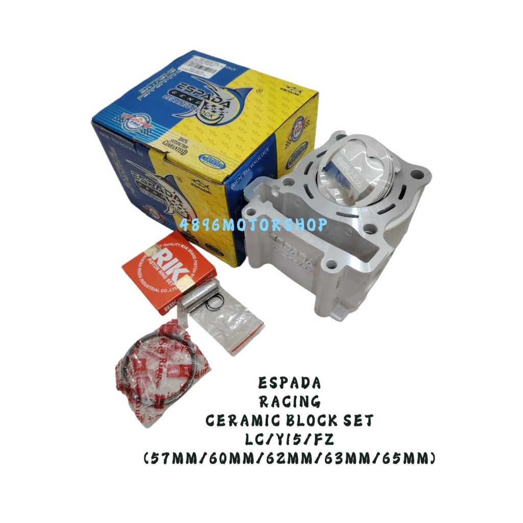 100% ORIGINAL ESPADA RACING CERAMIC BLOCK SET LC135 FZ150 Y15ZR SEMI DOME 57MM 60MM 62MM 63MM ...
