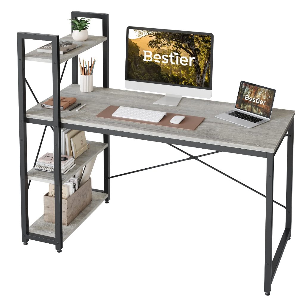 100CM Meja Belajar Computer Table with Book Shelf Modern Study Table ...