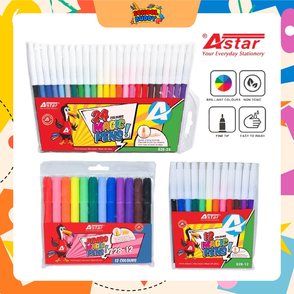 ASTAR Magic Pen Small 12pcs, Small 24pcs, Jumbo 12pcs Magic Colour Non ...