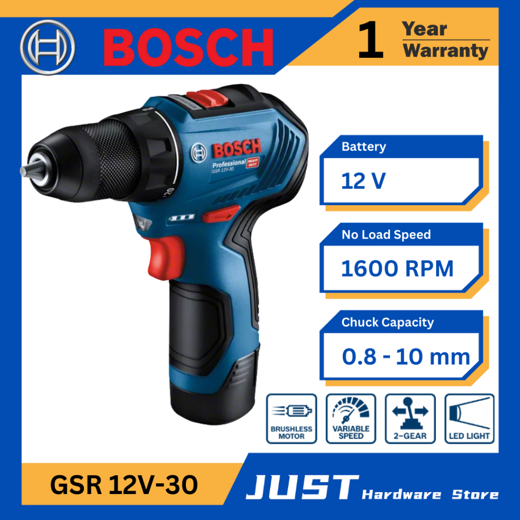 BOSCH GSR 12V-30 Cordless Drill/Driver Professional | Shopee Malaysia