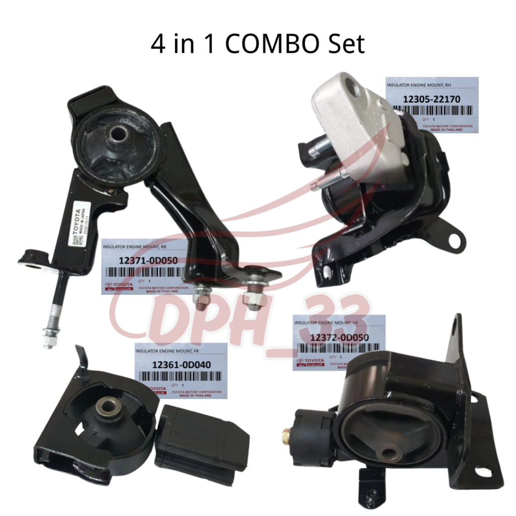 [4 IN 1 COMBO SET] Toyota OEM Engine Mounting - Toyota Altis ZZE121 1.6 ...