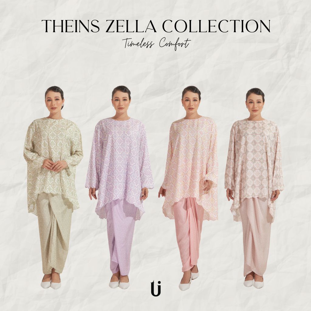 Theins Zella Kurung Loose Printed Top And Instant Pario | Shopee Malaysia