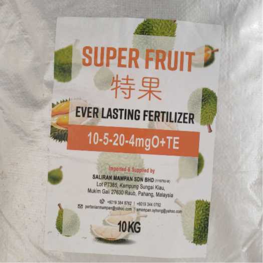 BAJA SUPER FRUIT 10-5-20+4MGO+TE 1KG (BAJA DURIAN LAMBAT LARUT ...