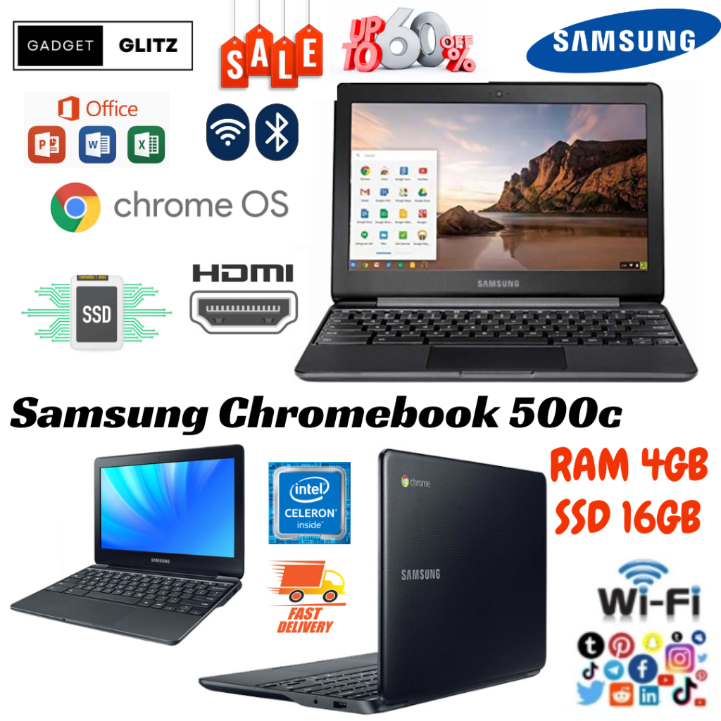 SAMSUNG CHROMEBOOK Xe500 | RAM 4GB eMMC SSD 16GB DDR3 | INTEL CELERON ...