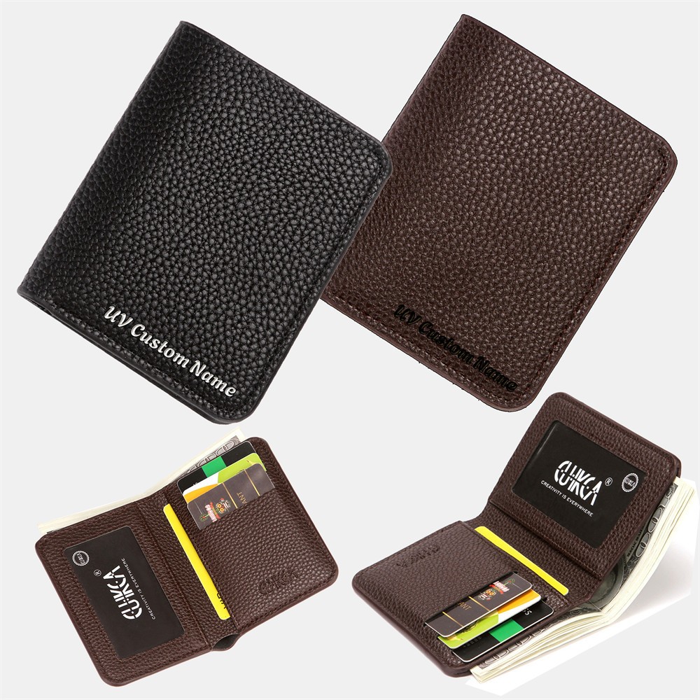 NCW-059 Custom Name PU Leather Men's Mini Short Wallet Multipurpose ...