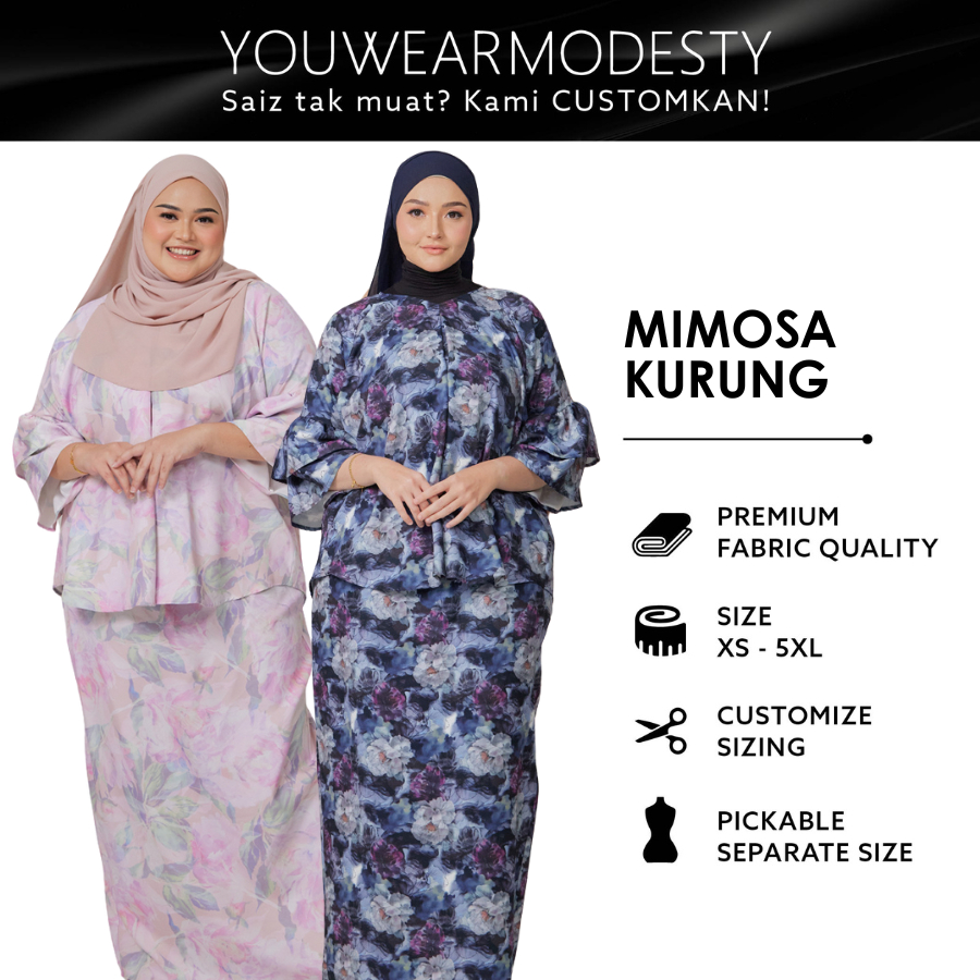 YouWearModesty Mimosa Baju Kurung Muslimah Plus Size Baju Raya Printed ...