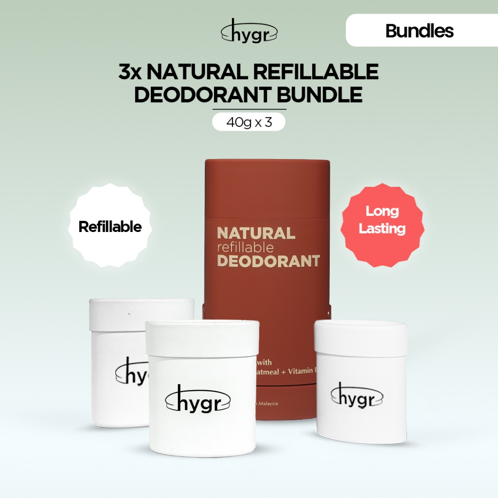 hygr Natural Refillable Deodorant (3 Packs) | Shopee Malaysia