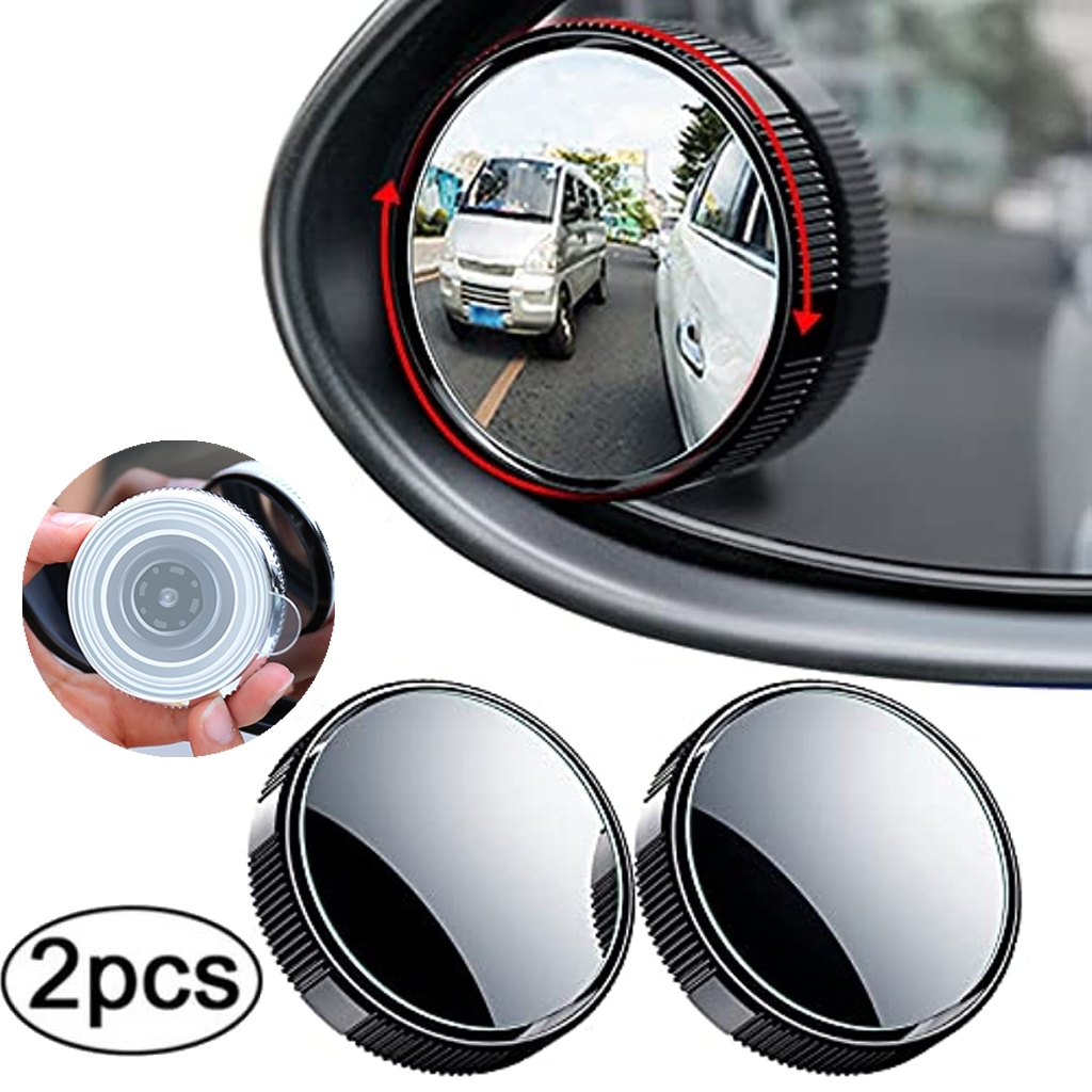 2 Pcs/Set Blind Spot Mirror Round Adjustable HD Glass Convex Mirror Car ...