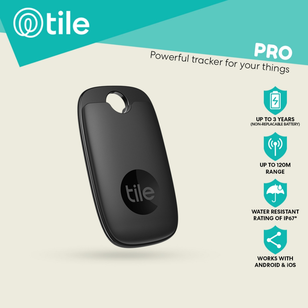 Tile PRO | 1-PACK | BLACK | Powerful Bluetooth Tracker | Up to 400 ft ...