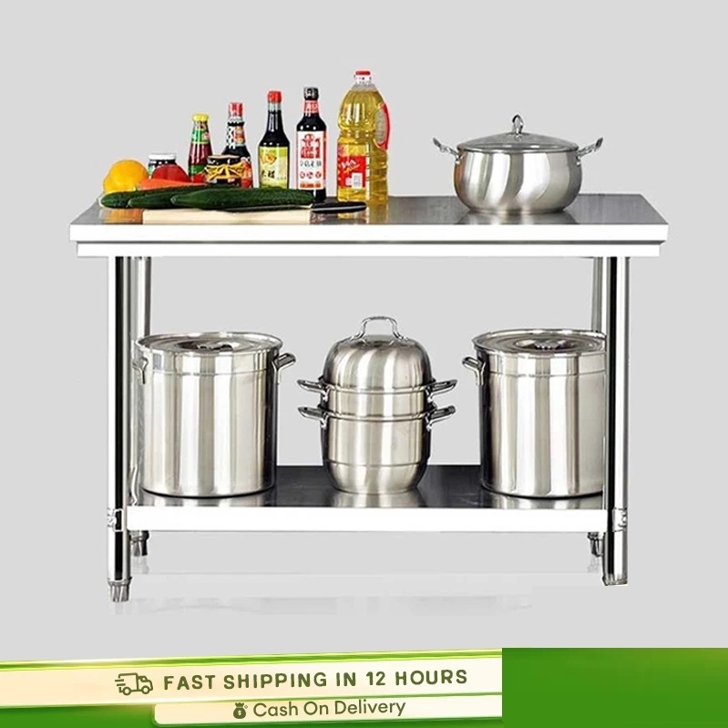 2 Tier Stainless Steel Kitchen Working Table Storage Rack Heavy Duty ...