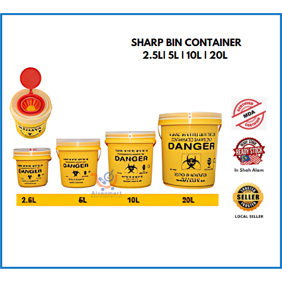 SHARP BIN 2.5L / 5L / 10L/20L BIOHAZARD CONTAINER WITH COVER | Shopee Malaysia