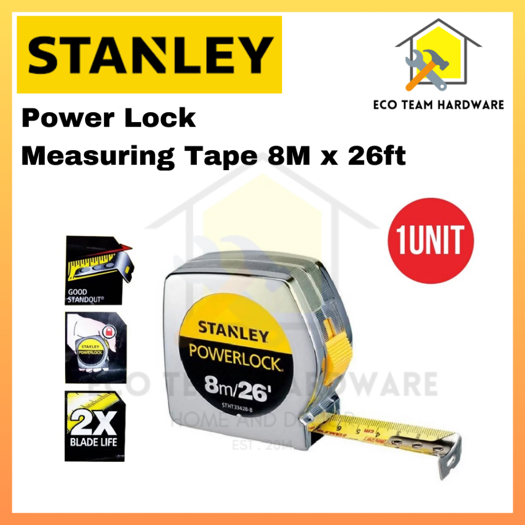 Stanley Power Lock Measuring Tape 8M/26ft | Shopee Malaysia