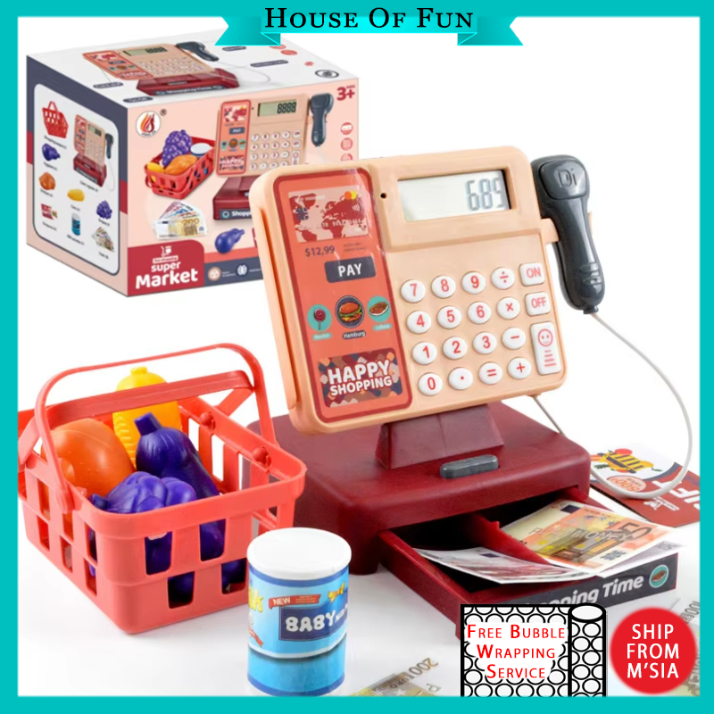 Cashier Machine Toy Simulated Supermarket Cash Register Kits Checkout ...