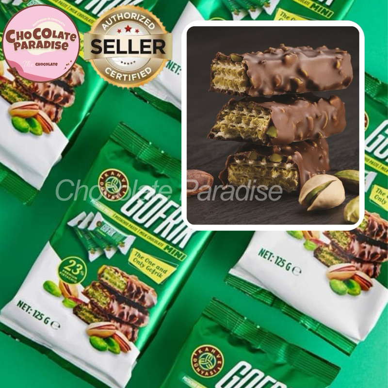 (125g) GOFRIK MINI Rasa Pistachio dan Coklat Susu / Pistachio Paste and ...