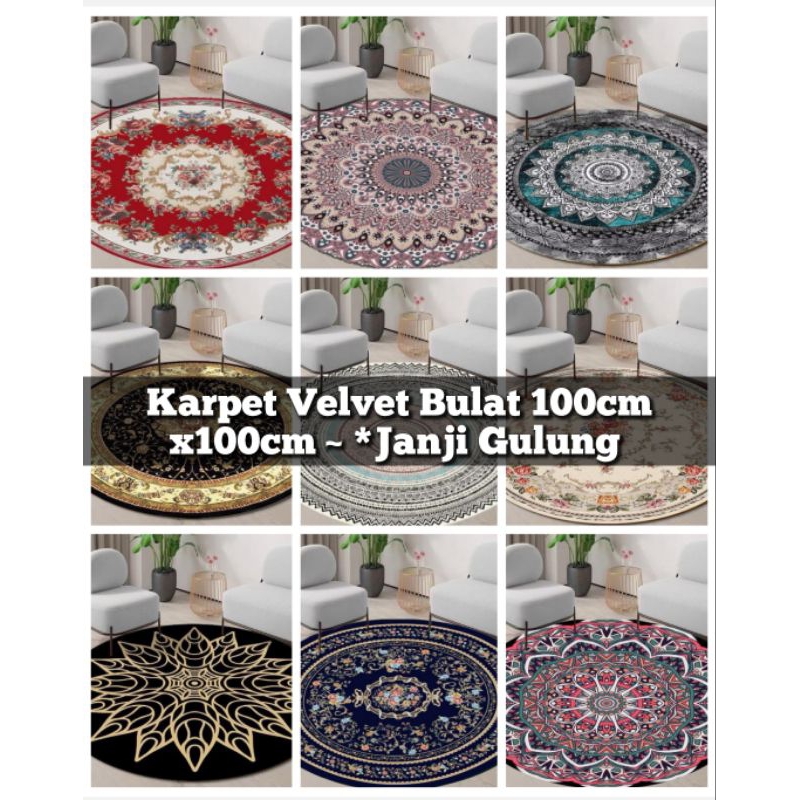 CLEAR STOCK Karpet Bulat/Round Shape Velvet Anti Slip 100CM x 100CM ...