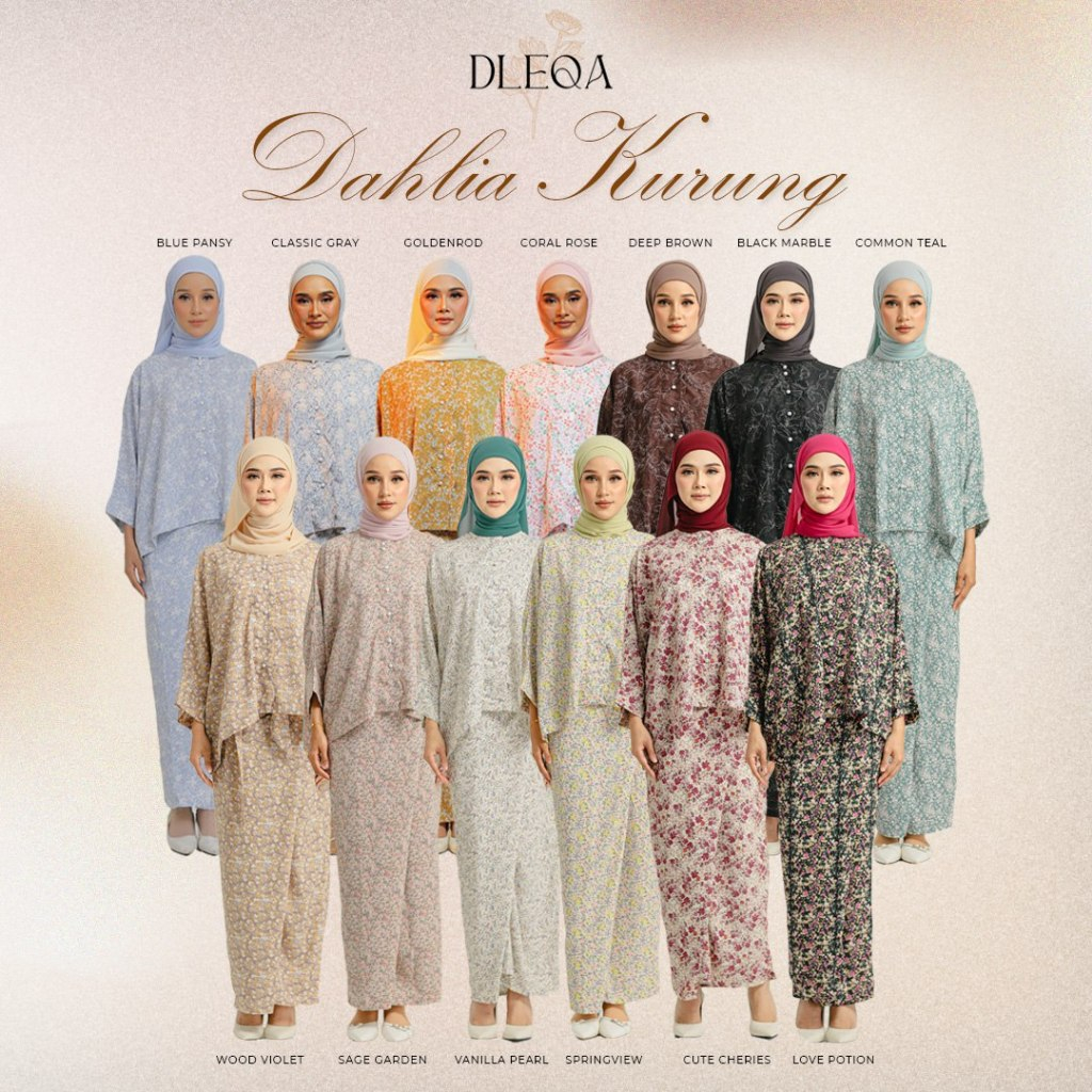 DLEQA Baju Kurung Moden Dahlia with Button Pearl Semi Instant Pario ...
