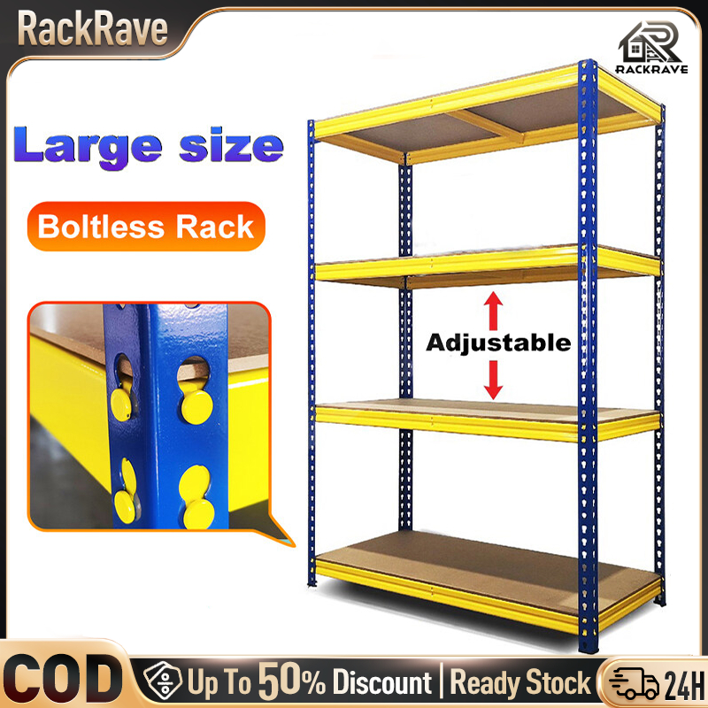 RR-【Adjustable 】4/5 Tier Heavy Duty Metal Boltless Rack Warehouse Large ...