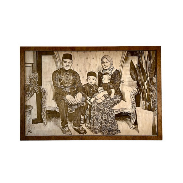 Wooden photo custom made laser engrave ukiran laser with border ...